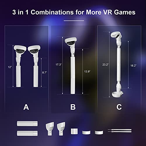 BeswinVR Extension Grips for Meta Quest 2, VR Game Controllers Handle Accessories for Playing Beat Saber, Golf+, Badminton, Baseball Games (1 Pair, White) (Quest 2- White)
