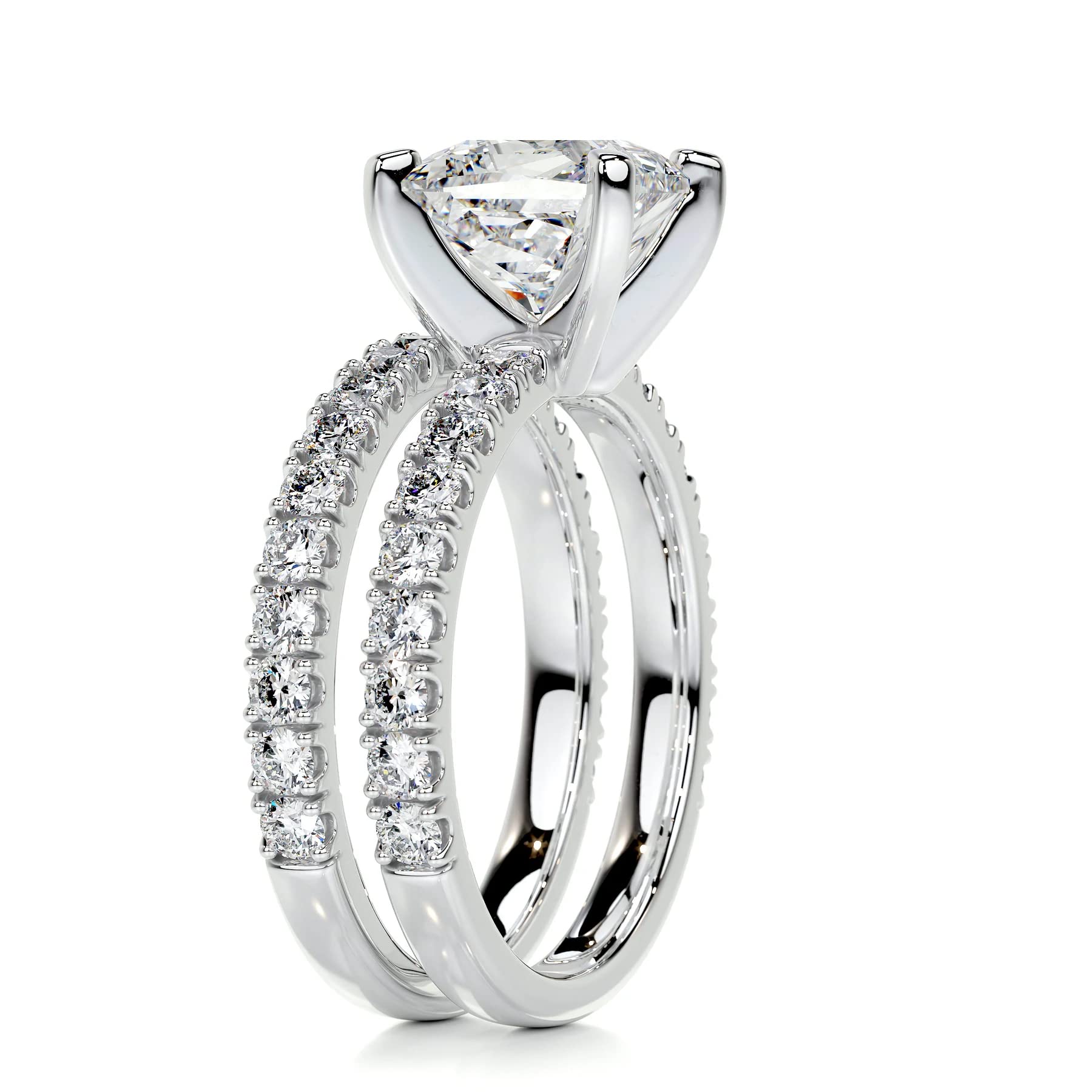 Ayafee 1 CT Center Princess Cut Moissanite Wedding Sets, Platinum Plated Silver Wedding Ring Sets - Size 10