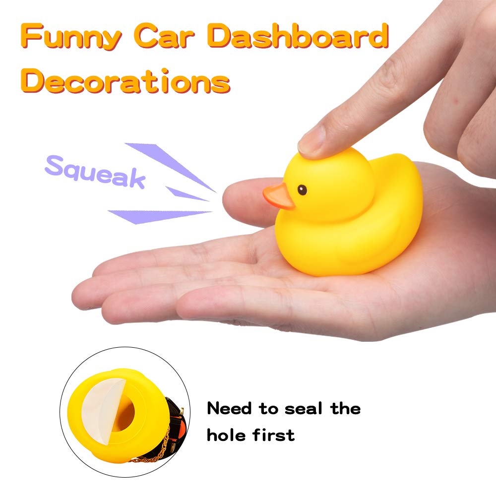 wonuu Rubber Yellow Duck Car Ornaments Cool Duck Car Dashboard Decorations with Propeller Helmet Sunglasses (Brilliant Black-Yellow G)