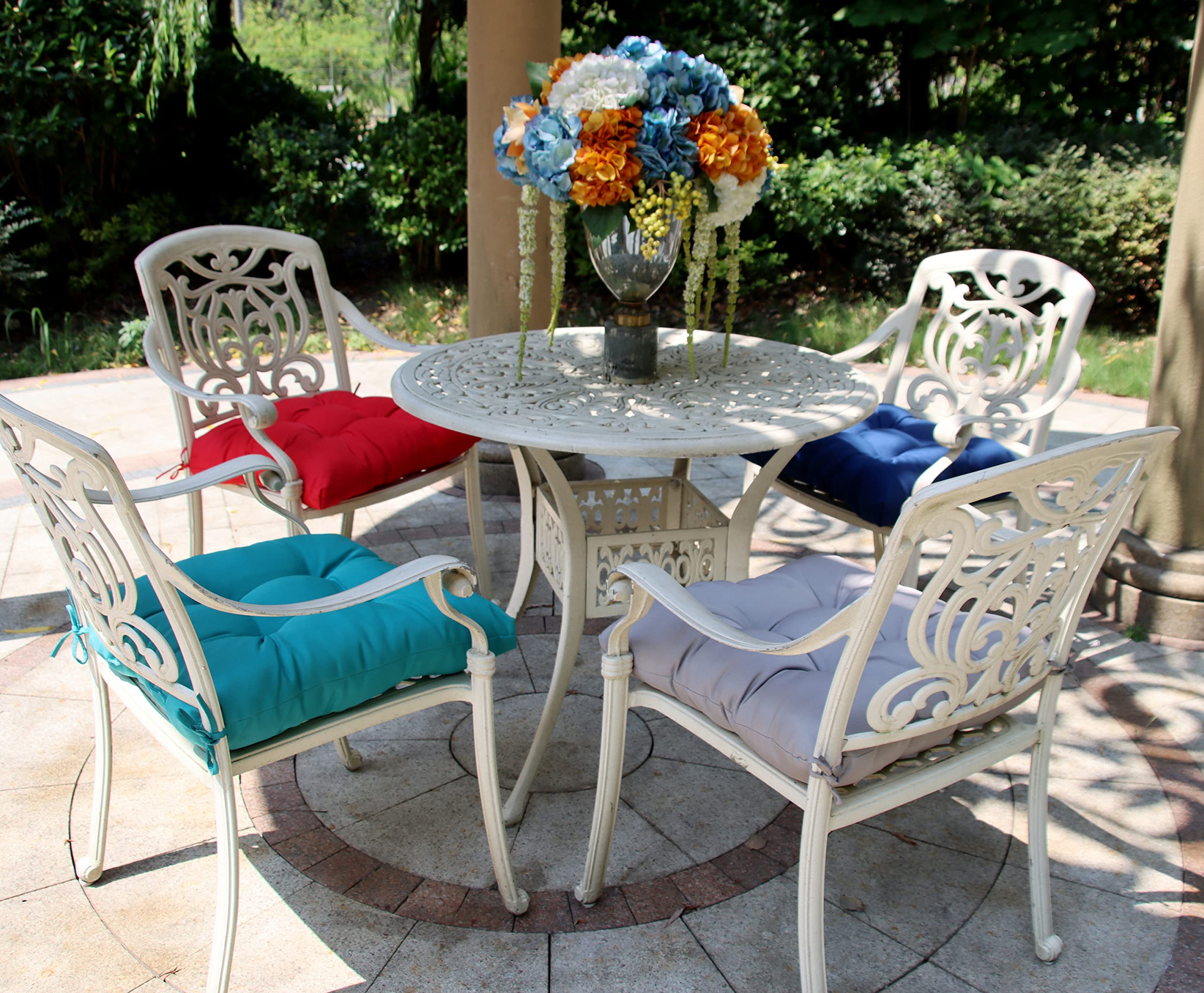 Leeymoo Square Outdoor/Indoor Seat Cushion 20x20, 2 Pack Tufted Patio Furniture Chair Pads with Thick Form Filled