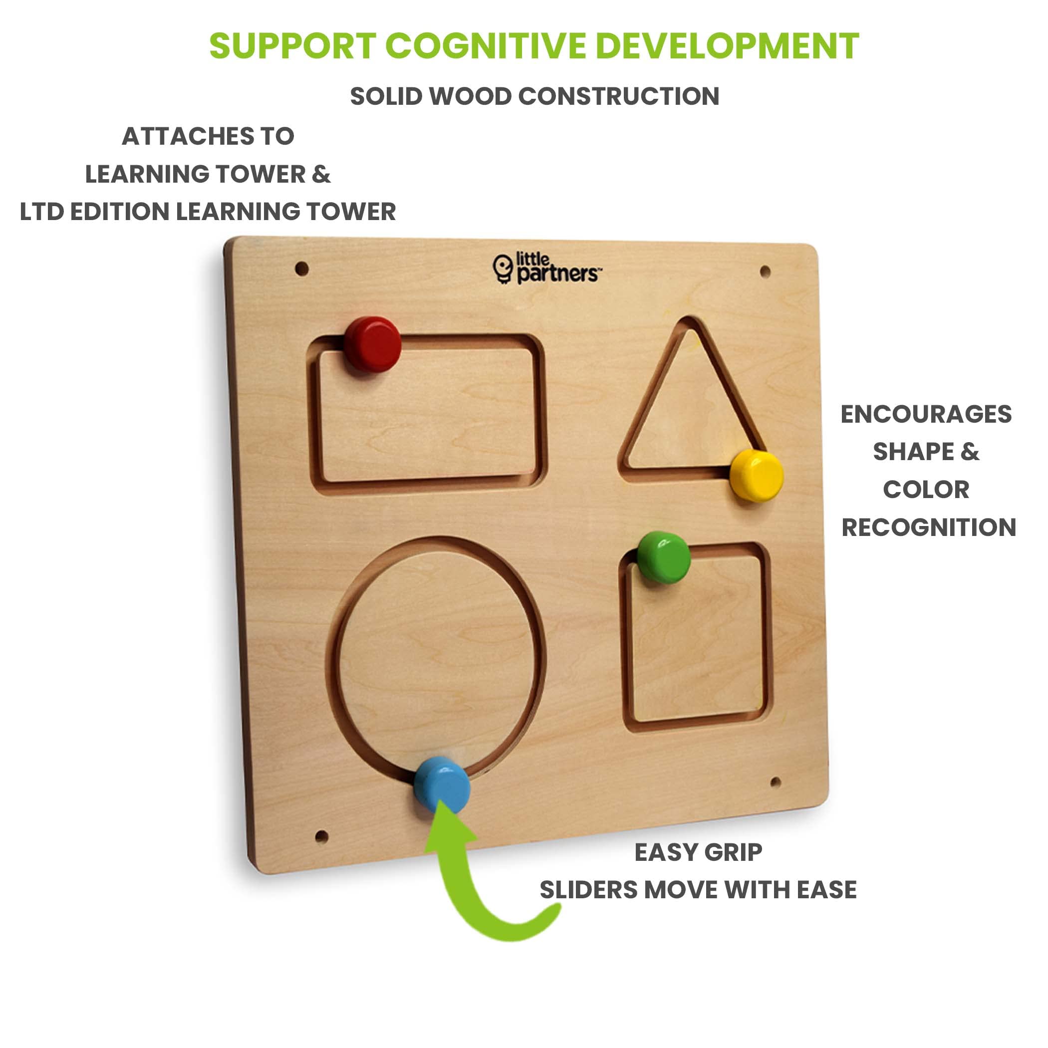 Little Partners Developmental Toddler Busy Board, Cognitive Activity Puzzle Educational Toy Sensory Board for Kids, Smart Games & Manipulatives for Preschoolers (Match 'N Play)