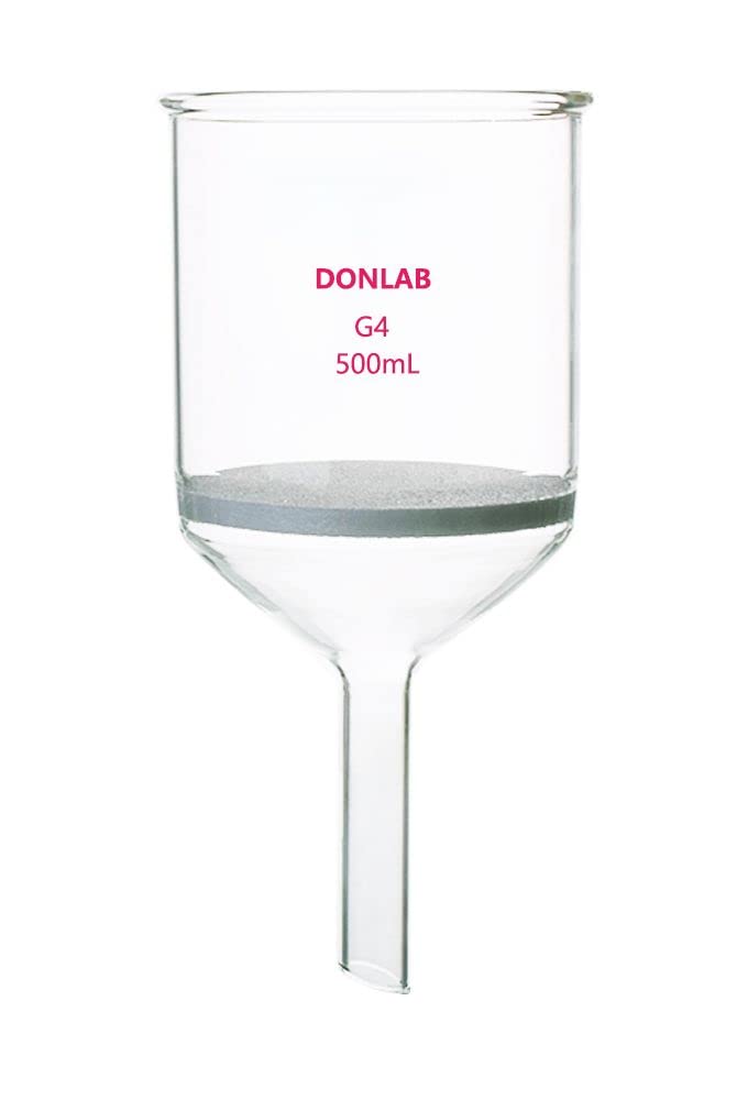 DONLAB EEA0354 Glass 350ml Buchner Filtering Funnel with Fritted Disc G4 Pore Size 4-7μm