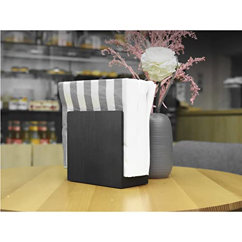 Napkin Holder For Table - Wooden Farmhouse Napkin Holders, Black Simple Upright Vertical Dining Table Cocktail Napkins Dispenser, Kitchen Rustic Natural Walnut Wood For Paper Napkins
