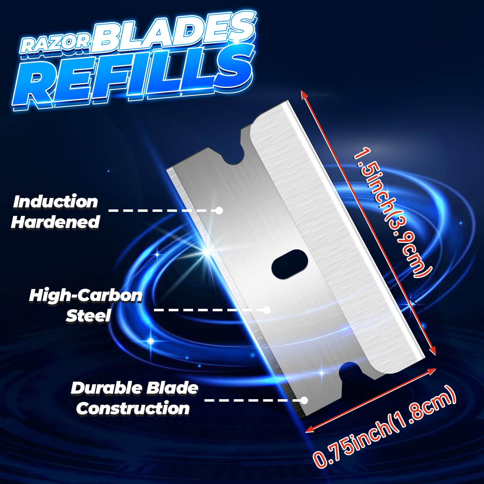 DIYSELF Single Edge Razor Blades, 100 Blades, Razor Blades Refiils for Razor Scraper, Utility Knife, Heavy Duty One Edge Razor Blades, High Carbon Steel Razor Blades for Removing Decals, Stickers