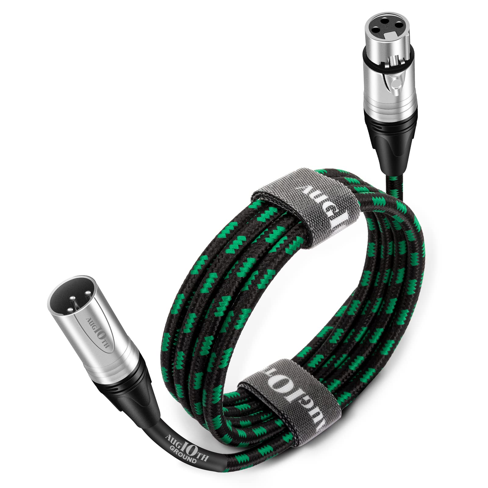 Augioth XLR to XLR Pro Mic Cable Male to Female XLR Cable 3-pin Green Balanced Shielded Microphone Cable for Amplifier Mixer,Speaker Systems,Recording Studio,15Ft