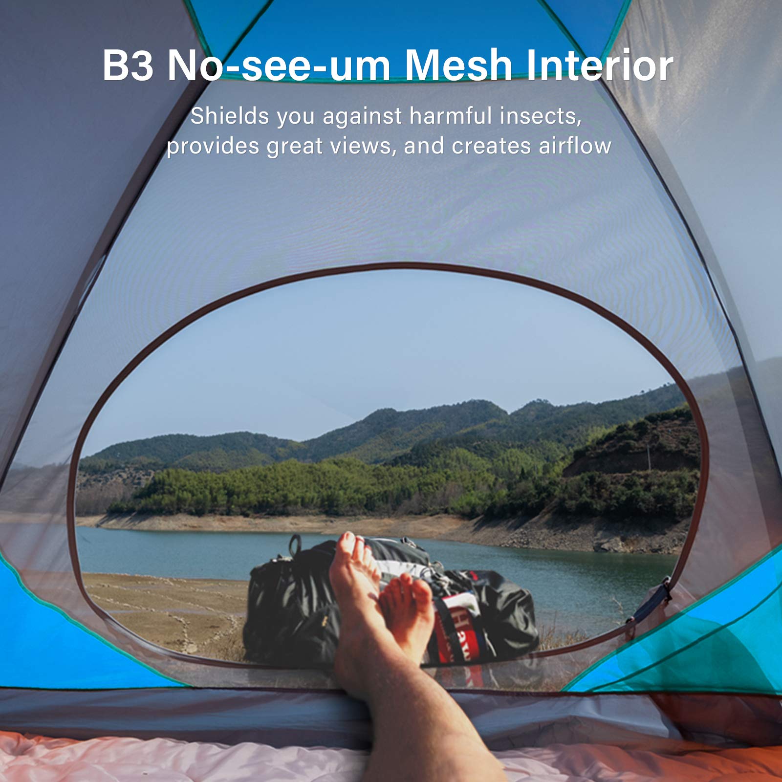 BISINNA 2/4 Person Camping Tent Lightweight Backpacking Tent Waterproof Windproof Two Doors Easy Setup Double Layer Outdoor Tents for Family Camping Hunting Hiking Mountaineering Travel