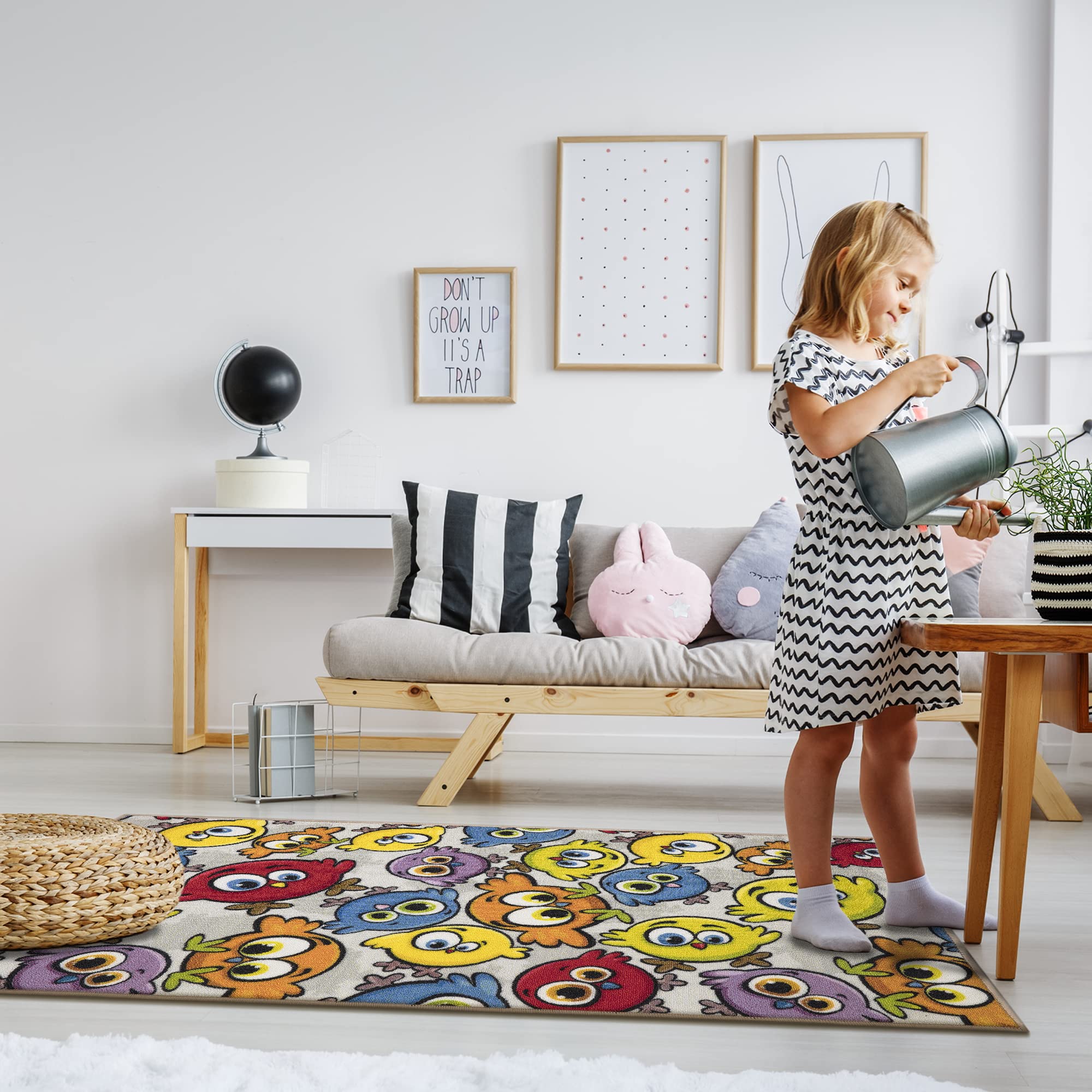 Machine Washable Educational Space Numbers Design Non-Slip Rubberback 5x7 Kid's Area Rug for Playroom, Kid's Room, Bedroom, 5' x 6'6", Navy