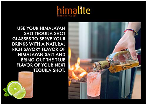 Natural Authentic Pink Himalayan Salt Rock Crystal Shot Glasses Set of 4-3 Inch Shooters - Himalite Bottom, 1 Fluid Ounces