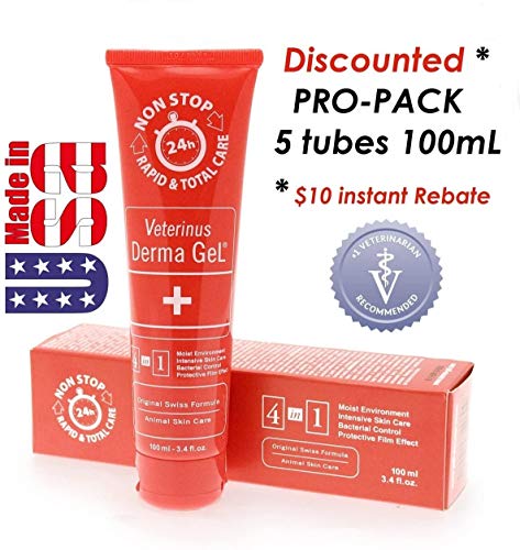 Veterinus Derma GeL® Tube 100mL - 3.4 fl.oz. x 5 Tubes (PRO-Pack $25 Saving)
