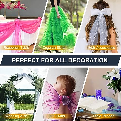 Fuchsia Organza Tulle Fabric Rolls, Crystal Organza 12" by 50 Yards (150 ft) Sheer Nylon Silky Shiny Netting Spool Bolt for DIY Craft Table Runner Wedding Baby Shower Party Decor (Fuchsia)