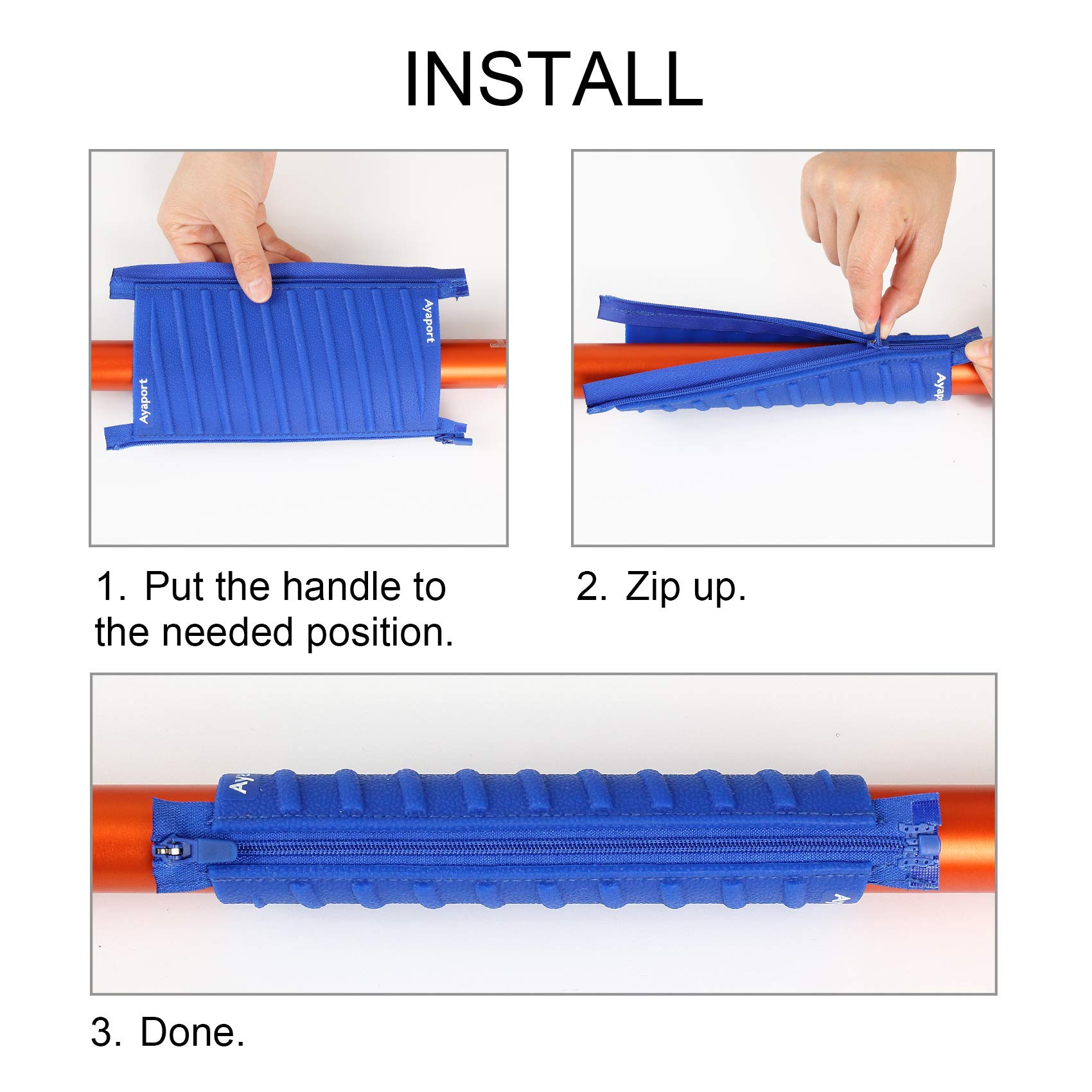 Ayaport Kayak Paddle Grips Non-Slip Zip Up Silicone Wraps for Take-Apart Paddles (Blue)