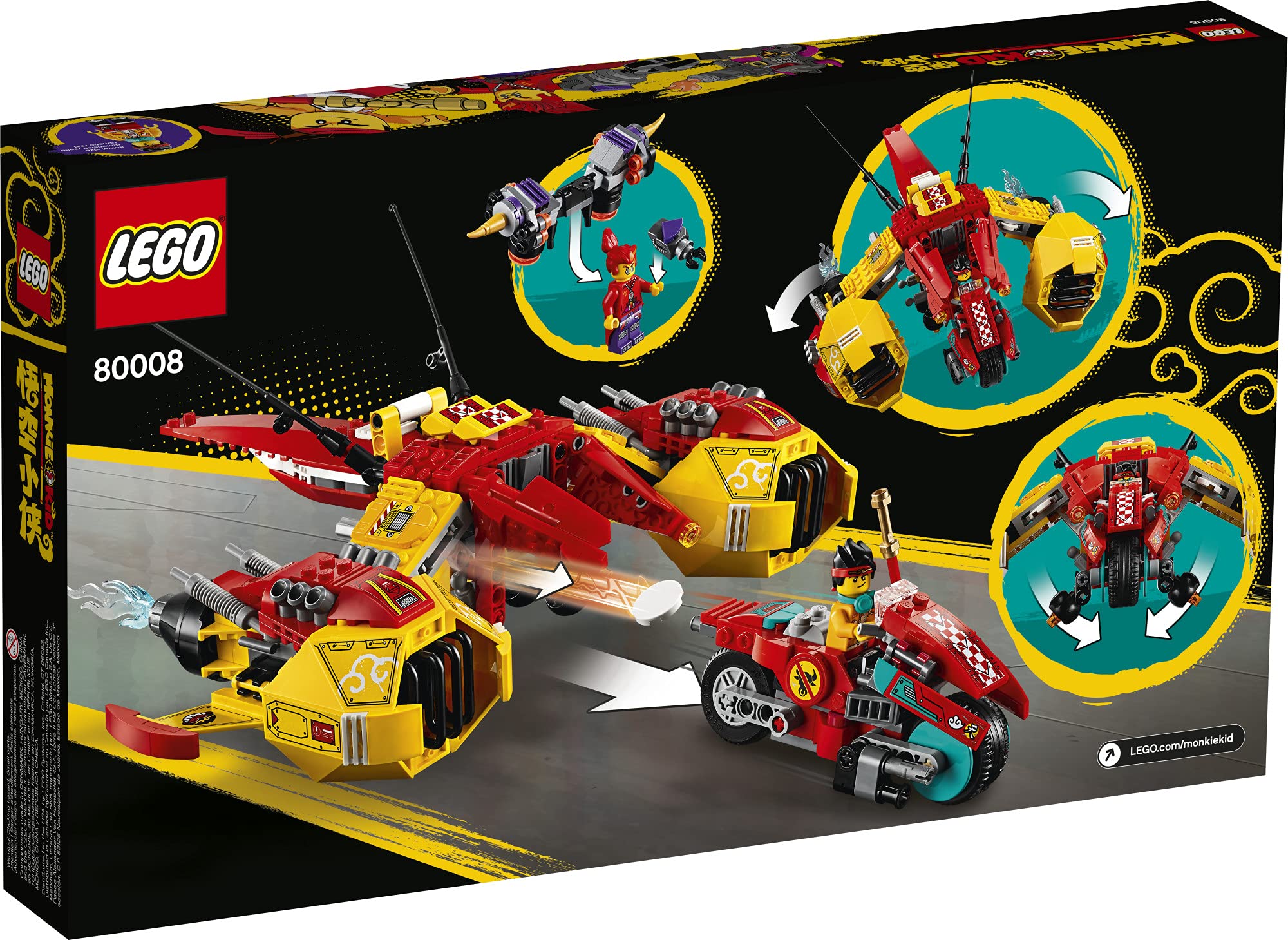 LEGO Monkie Kid: Monkie Kid’s Cloud Jet 80008 Aircraft Toy Building Kit (529 Pieces) Amazon Exclusive