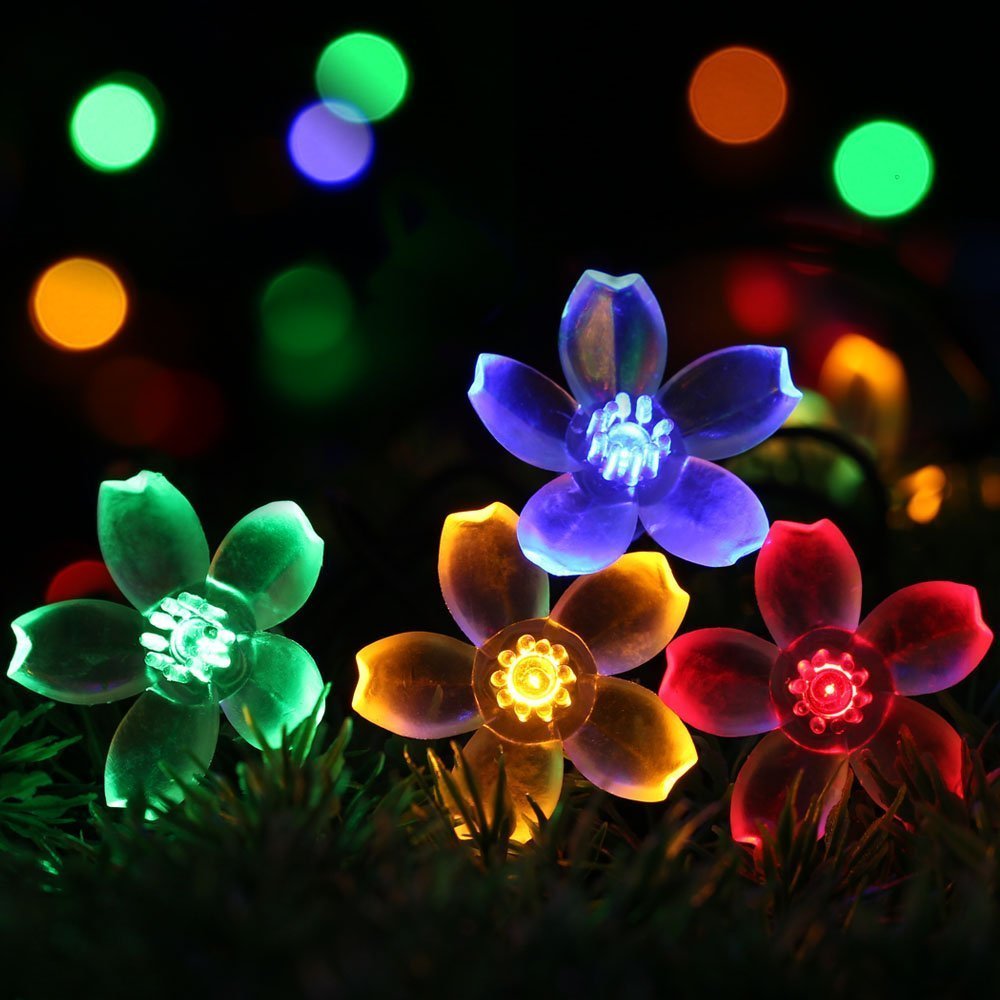 Fairy Lights Christmas Flower String Lights 100LED 8 Flash Modes Cherry Blossom Light Waterproof Outdoor Decoration for Camping, Garden Fence, Tree, Birthday, Wedding Party, Bedroom