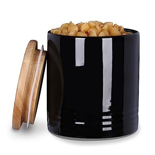 LEETOYI Ceramic Food Storage Jar with Seal Lid, Serving for Ground Coffee, Tea, Sugar, Salt and More - 31 Oz (Black)