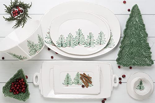 Vietri Lastra Holiday Collection Italian Serveware Sets and Pieces (Small Oval Platter)
