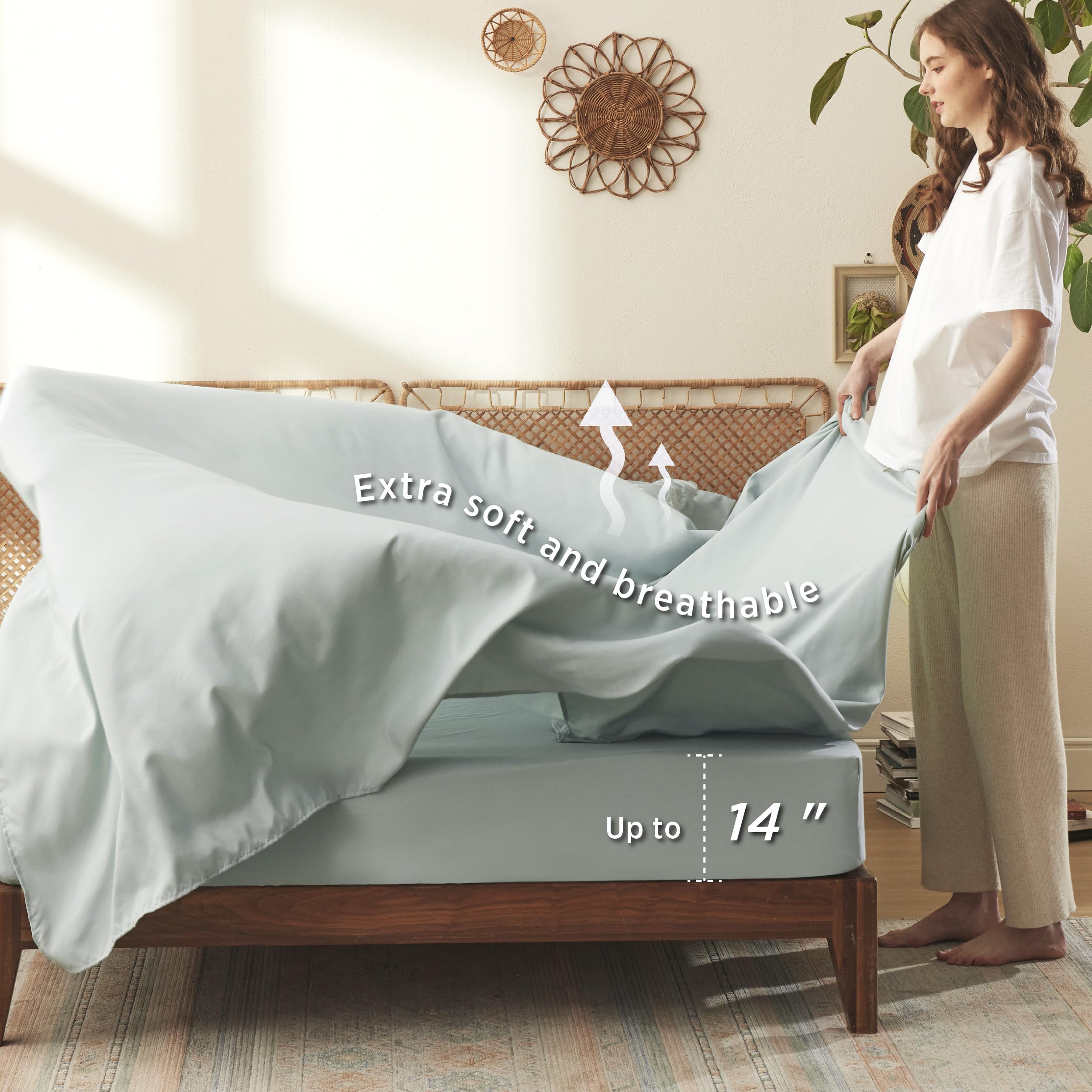 Bedsure Full Comforter Set 7 Pieces - Sage Green Quatrefoil Comforters Full Size, Lightweight Bedding Sets for All Season, Bed in a Bag with Comforters, Sheets, Pillowcases & Shams
