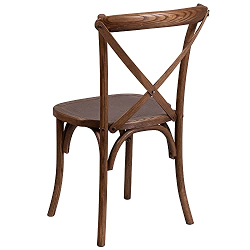 EMMA + OLIVER Stackable Pecan Wood Cross Back Chair