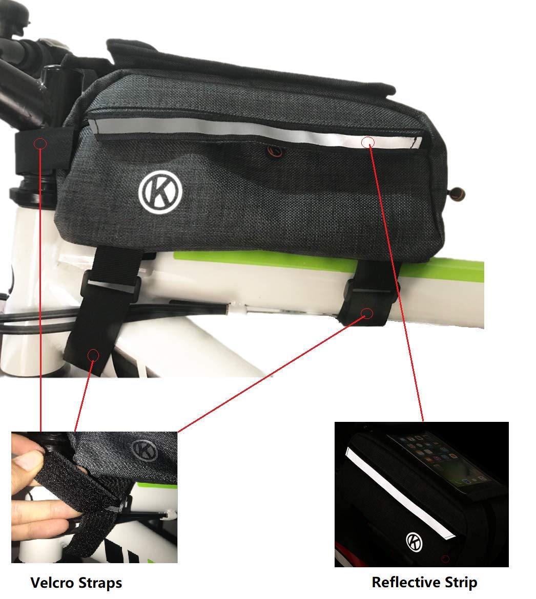 Bike Front Frame Bag for Mountain Bicycle,Bicycle Cell Phone Holder for GPS for Phone,Bicycle Handlebar Touch Screen Bag,Bicycle Large Accessories Bags