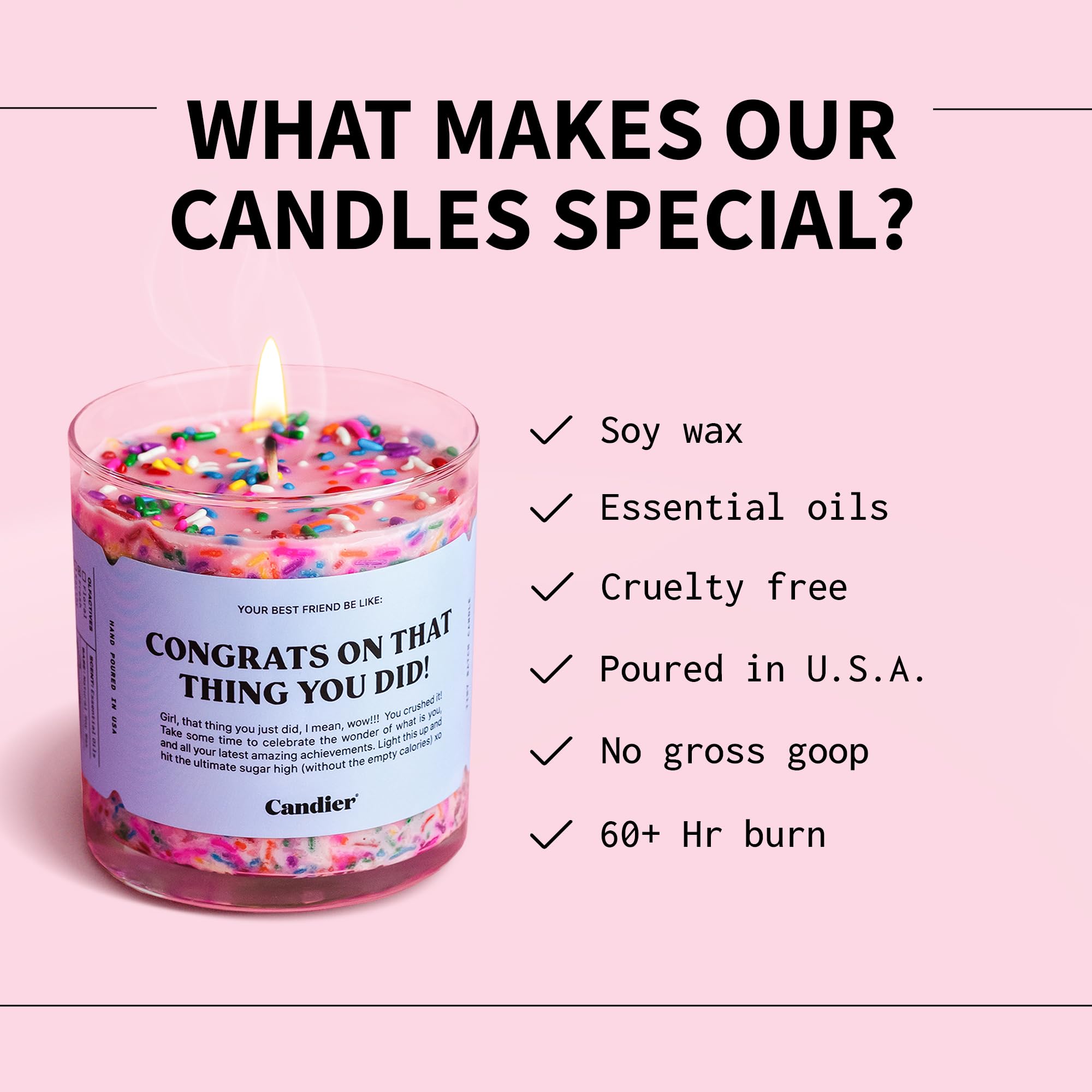 Candier - Congrats on That Thing You Did Candle, Scented Phthalate-Free Soy Candles with 60+ Hours Burn Time, Candles for Women & Men