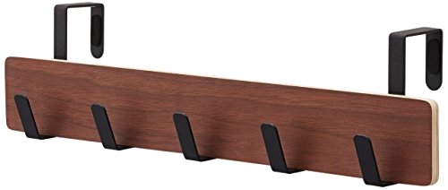 Yamazaki Home Ply Over The Door Hooks - Hanging Coat Rack, Wood, Over-The-Door, Minimal Assembly Req. Brown Small