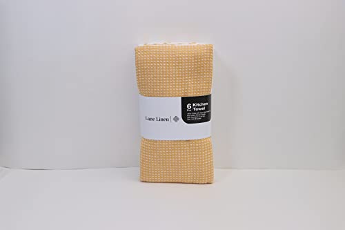 LANE LINEN Kitchen Towels Set - Pack of 6 Cotton Dish Towels for Drying Dishes, 18βx 28β, Kitchen Hand Towels, Tea Towels, Premium Dish Towels for Kitchen, Quick Drying Kitchen Towel Set - Yellow