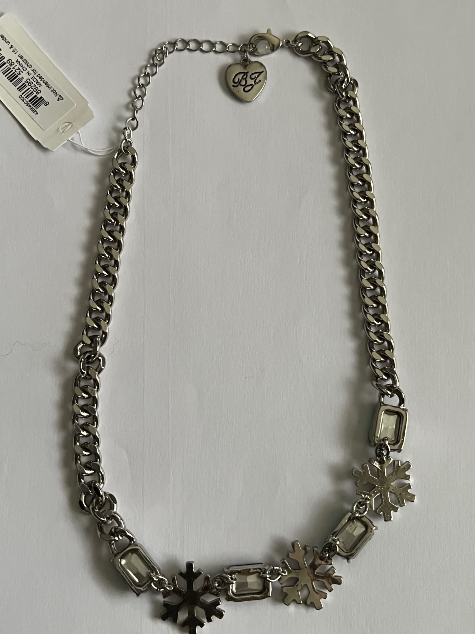 Betsey Johnson Silvertone Snowflake & Emerald Green Crystal Collar Necklace Valentine's Day Gift Idea Love Birthday Present XMAS Gifts Mother's Day Gitfs Easter