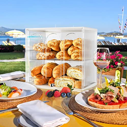 Double Layer Bread Box for Kitchen Countertop, Clear Bread Container, Large Bread Storage, Bread Boxes for Kitchen Counter