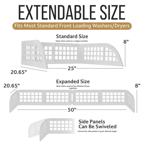 ELTOW Laundry Guard with Silicone Gap Cover, Magnetic Fence for Washer/Dryer to Keep Clothes from Falling Behind, with 8 Strong Magnets, Laundry Room Accessories, Fits Most Washers (White)