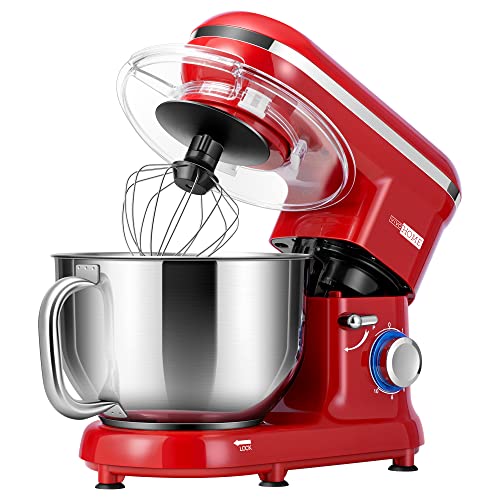 VIVOHOME Stand Mixer, 660W 10 Speed 6 Quart Tilt-Head Kitchen Electric Food Mixer with Beater, Dough Hook, Wire Whip and Egg Separator, Red