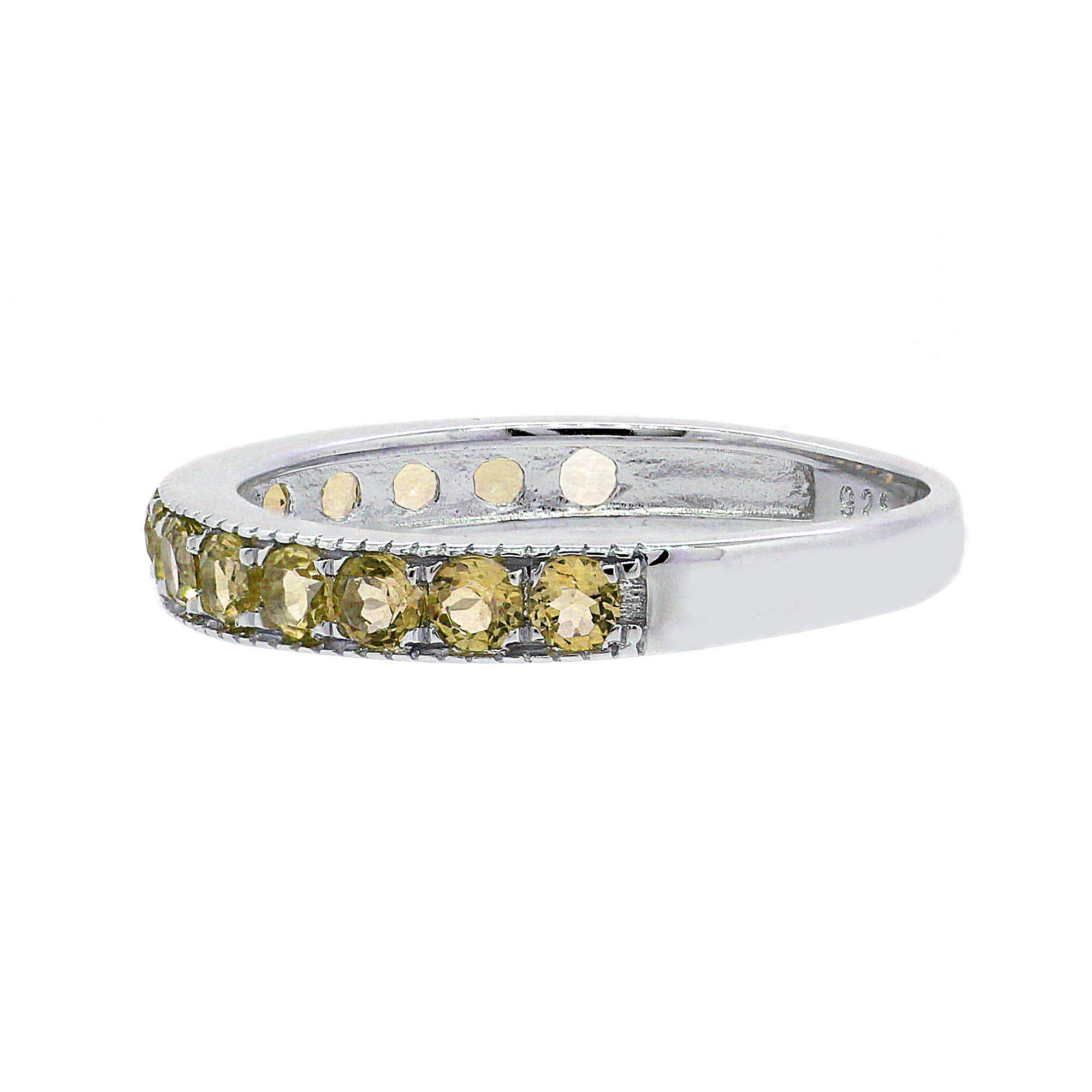 BL Jewelry Sterling Silver Round Citrine Birthstone Stackable Half Eternity Band Ring (11, Citrine)