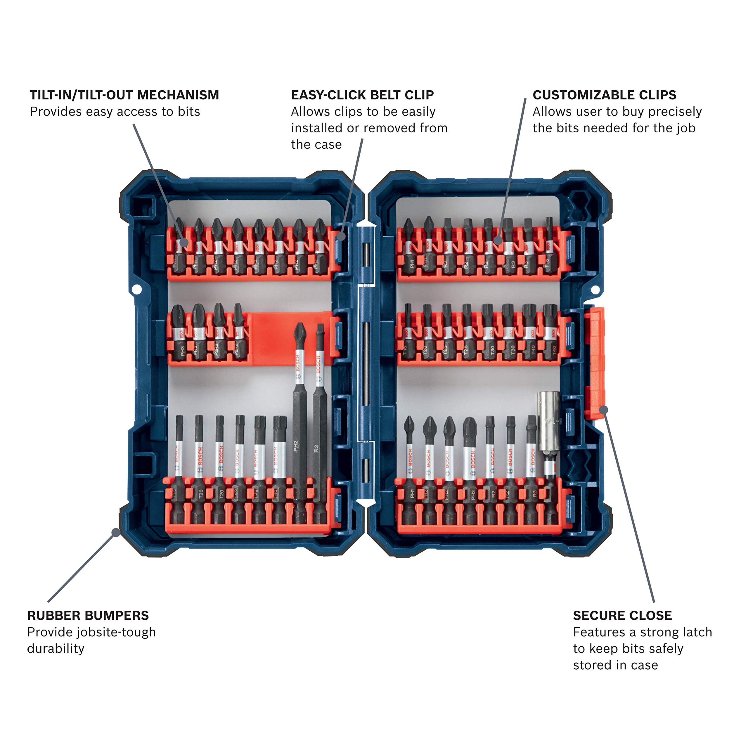 BOSCH GDX18V-1600B12 18V Freak 1/4 In. and 1/2 In. Two-In-One Bit/Socket Impact Driver KitwithBOSCH 44 Piece Impact Tough Screwdriving Custom Case System Set SDMS44