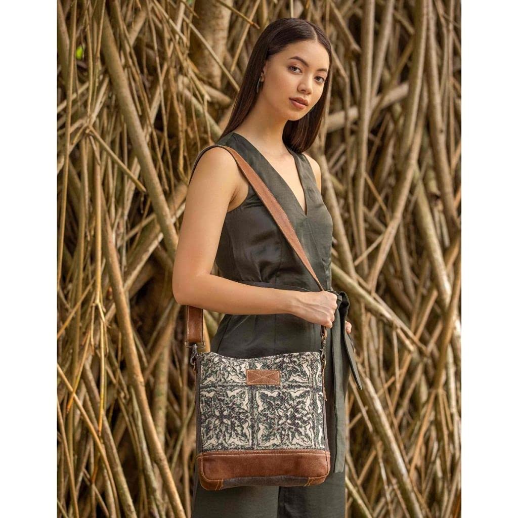 Myra Bag Labyrinthian Small & Crossbody Bag Upcycled Cotton & Leather S-2869