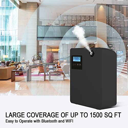 Hitish Scent Air Machine for Home, Bluetooth & WiFi Smart Scent Air Machine with Nebulizing Tech, 300ML Silent & Waterless Essential Oil Diffuser Cover up to 1500 Sq Ft for Large Room, Office(Black)