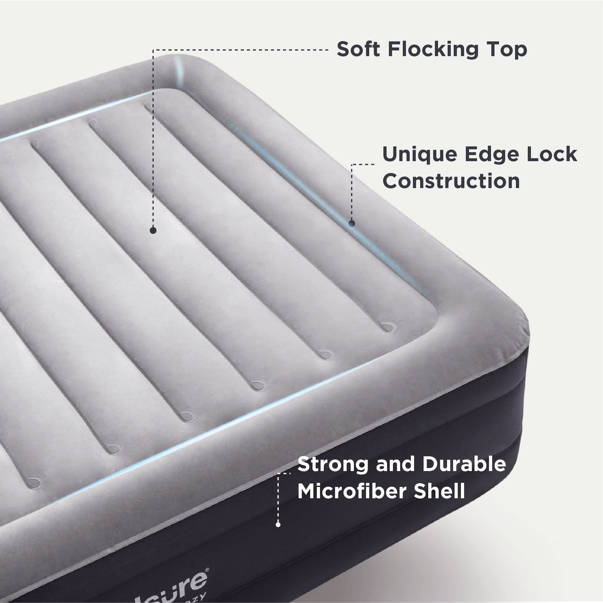 Bedsure Queen Air Mattress with Built in Pump Raised - 18" Inflatable Mattress, Double Air Beds for Camping and Indoor Use