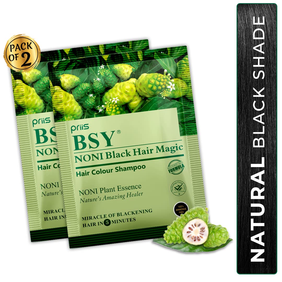 Natural Hair Dye (Black) Covers Grey Hairs (No PPD para-phenylenediamine) by BSY NONI BLACK HAIR COLOR.