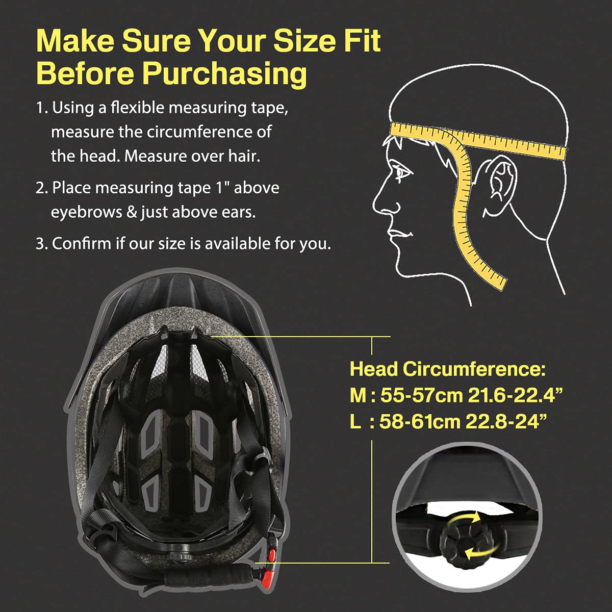 Bike Helmet for Men Women LED Rear Light Mountain Bike Helmet for Adults with Replacement Pads & Detachable Visor Adjustable Bicycle Helmets