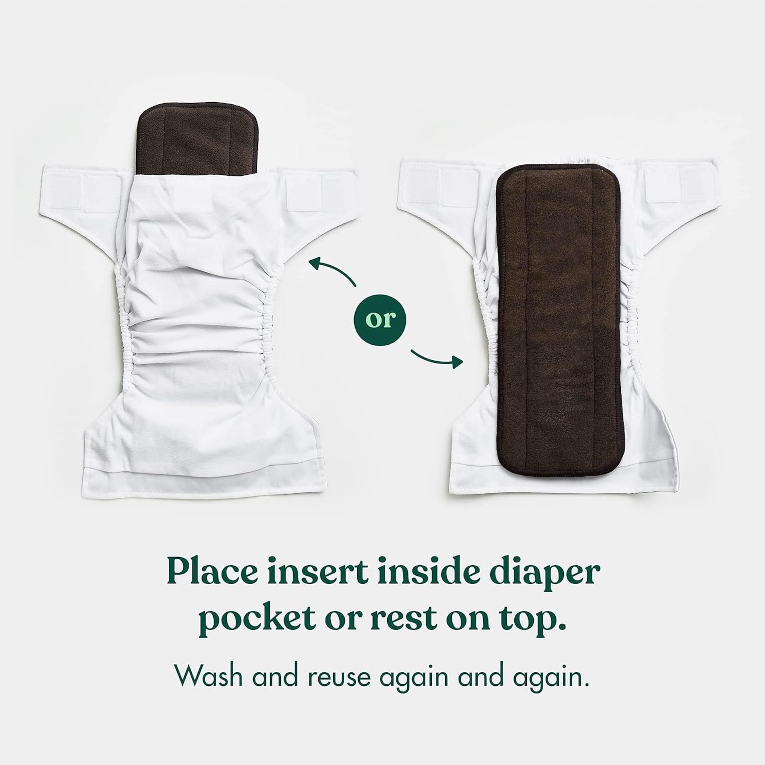 Naturally Nature Cloth Diaper Inserts, 5 Layer Rayon Fleece, Pack of 12, Resuable, Washable Inserts for Cloth Diapers, Gray Color