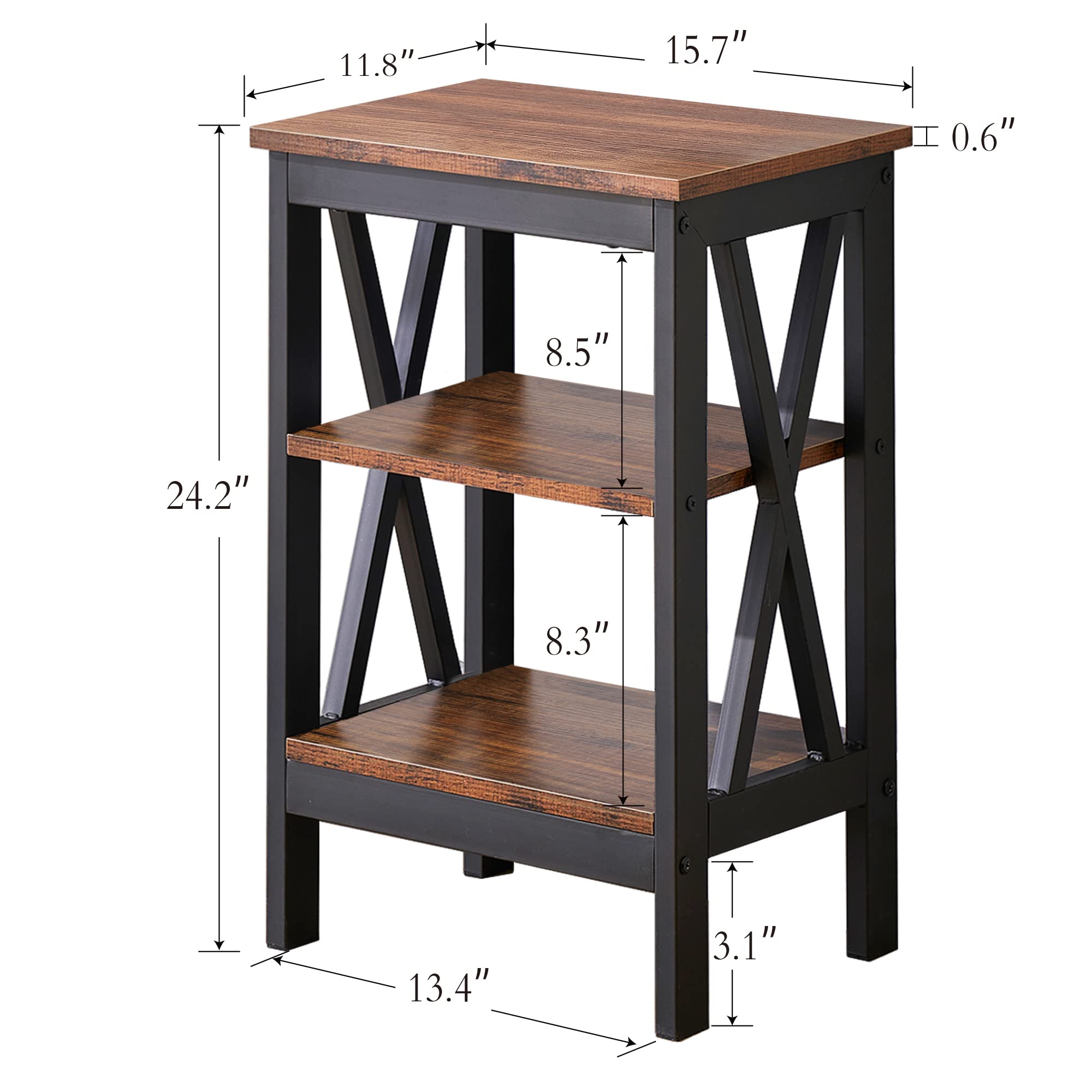 VECELO Modern Nightstands X-Design Side End Table Night Stand with Storage Shelf for Bedroom,Living Room,