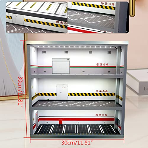 Garage Display Case Collectible Display Show Case with LED Lights,Model Car Display Case for 1:64 Scale Mini Car Parking Space Scene Collectible Gift Decoration 3 Layer Model Car Parking Lot Garage