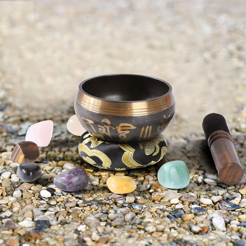 Biggo Tibetan Singing Bowl Set With Seven Stones-Meditation Sound Bowl for Yoga,Mindfulness,Chakra Healing,Self-Regulation,Handcrafte