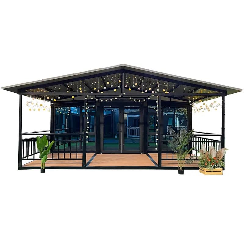 CPD35 Prefabricated 13x20ft Expandable Tiny House, 2 Bedrooms, 1 Bathroom, Kitchen, Waterproof, White/gray