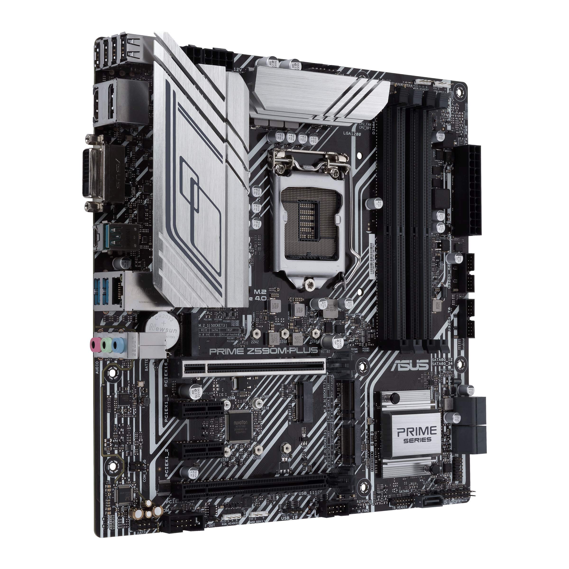 ASUS Prime Z590M-PLUS LGA 1200(Intel11th/10th Gen) microATX Motherboard (PCIe 4.0, 10 Power Stages, 3X M.2 Slot,Thunderbolt 4 Header,1Gb LAN, SPI-TPM Header,M.2 Socket -Key E Wireless,Aura Sync RGB)