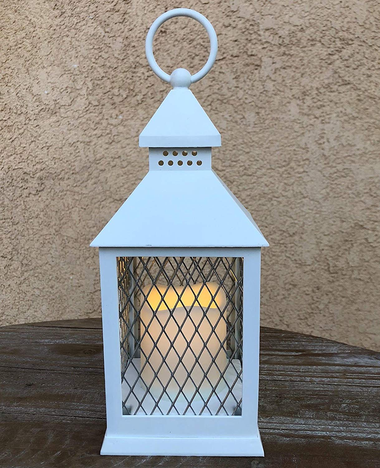 Farm House Lanterns {12 Pc Set} 10" Decorative Lanterns with Flameless LED Lighted Candle, 5HR Timer, Weather Resistant - Indoor Outdoor Home Garden Weddings (12 Pack - White)