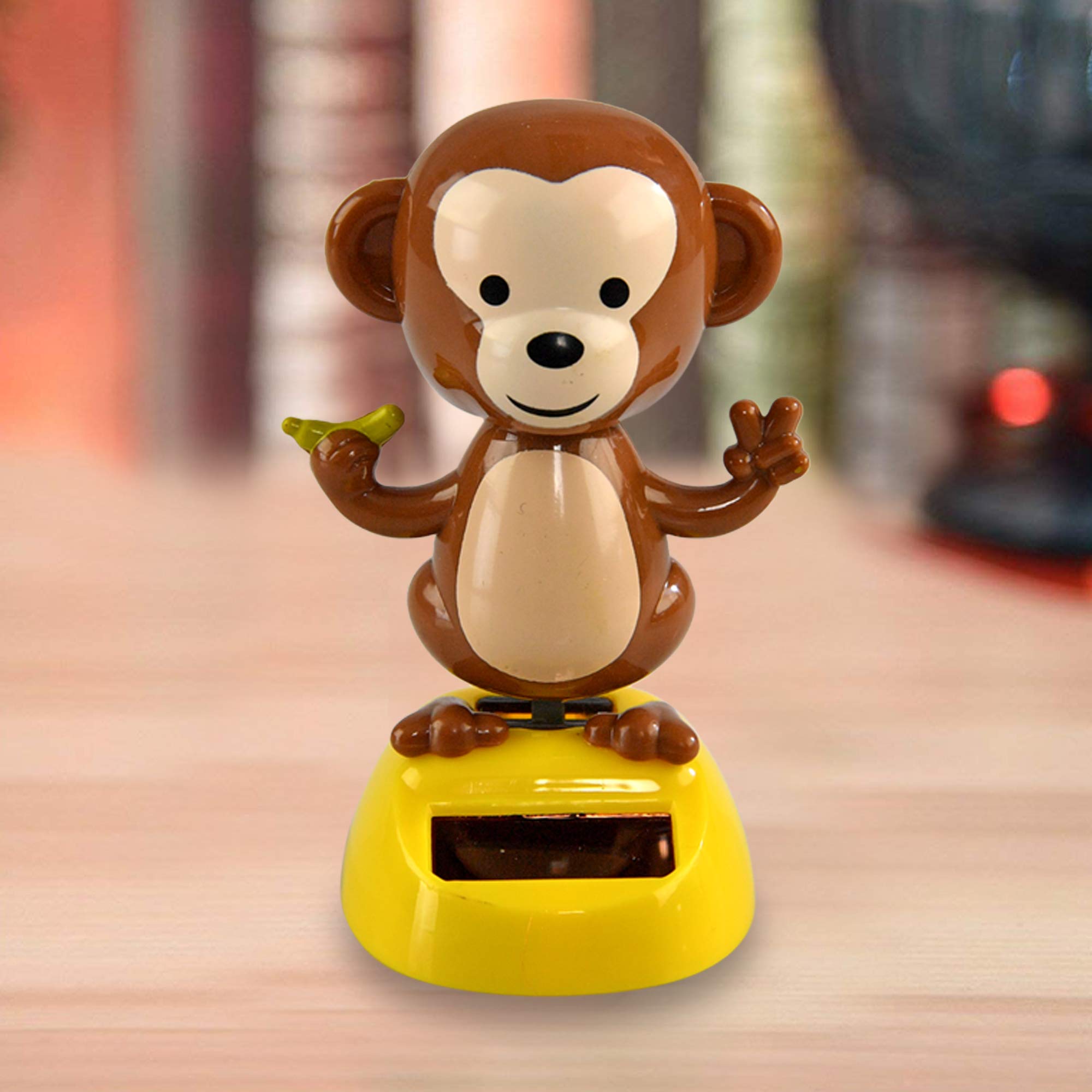 Home-X Solar-Power Dancing Monkey Figure, Office Décor, 3 3/4” Tall