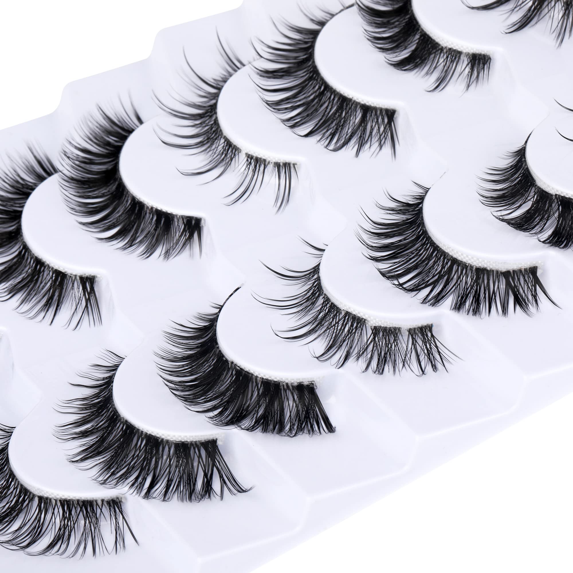 Clear Band Cluster Lashes Individual DIY Eyelash Extension 7 Styles Lashes Natural look Wispy Manga Lashes Individual Pawotence 16mm 17mm Soft Reusable False Eyelashes 7 Pairs Pack
