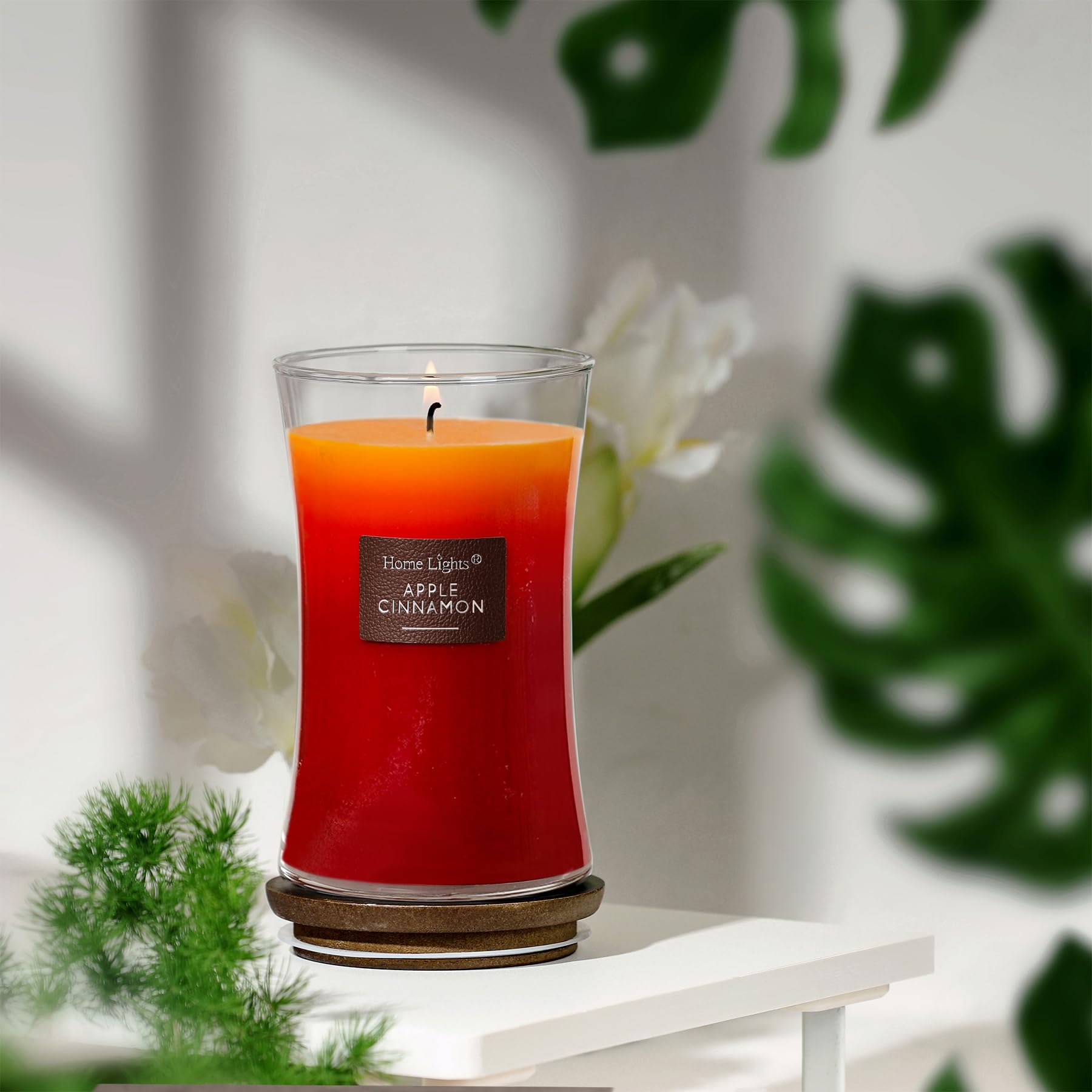 HomeLights 3-Layer Highly Scented Candles - Midnight Lights, Hourglass Large Jar Candles for Home - Burns Up to 45 Hours, Natural Soy Wax, Wooden Lid, 11.3 OZ