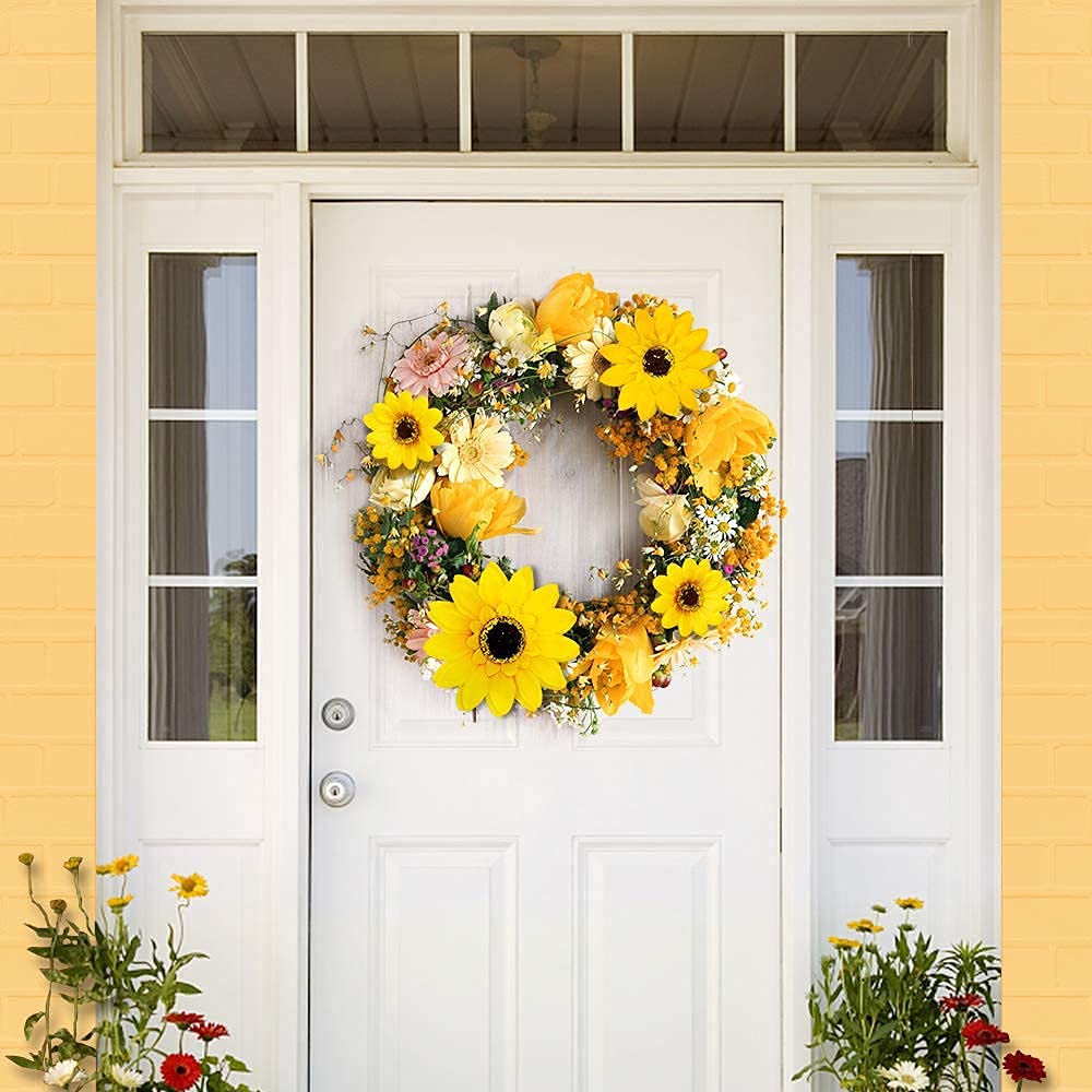N&T NIETING Artificial Sunflowers, 20Pcs Fake Silk Sunflower Heads with Stems for DIY Crafts Wedding Party Home Garden Decorations