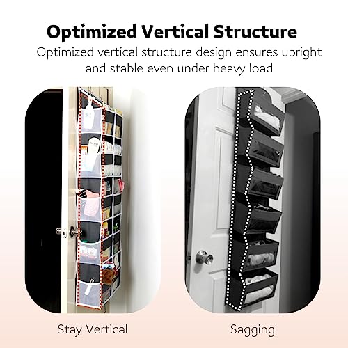 Over Door Organizer, 5-Tier Large Back of Door Closet Organizer with 10 Mesh Side Pockets Pantry Behind Door Storage Shelf with Clear Window for Kitchen Bathroom Bedroom, Toys, Diapers, Shoe