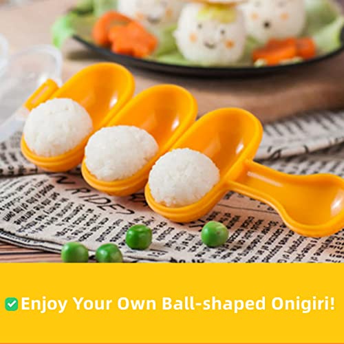 NCYOEW Rice Ball Maker, Onigiri Shaper Mold Sushi Maker, Non Stick Ball Shaped Kitchen Tool Kit with Mini Rice Scoop - Make Your Own DIY Sushi at Home