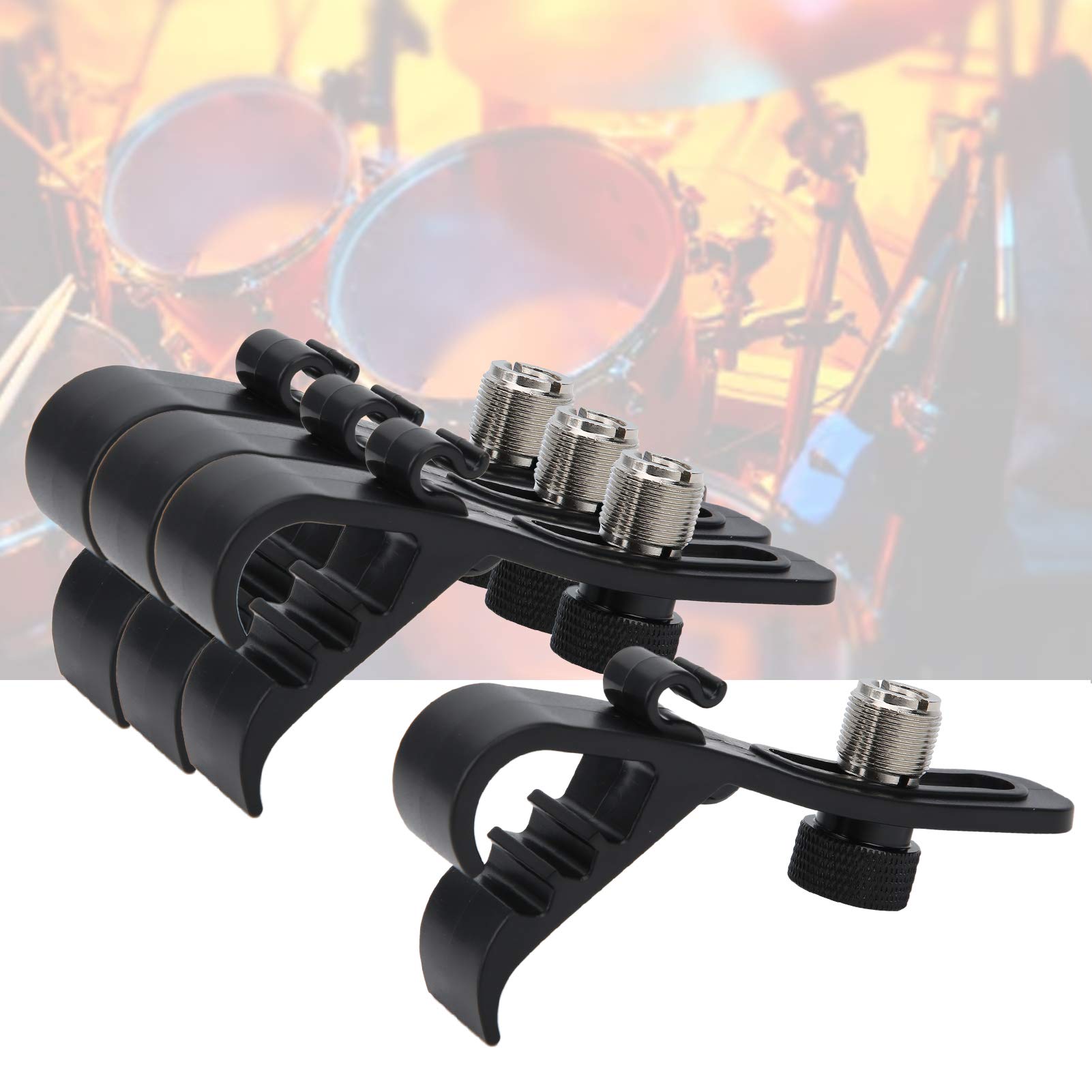 AYNEFY 4Pcs Drum Microphone Clip Shockproof Securing Clamp Holder Musical Instrument Supplies Shockproof Drum Rim Microphone Clip for Microphone Clamps Holder with Groove Gear